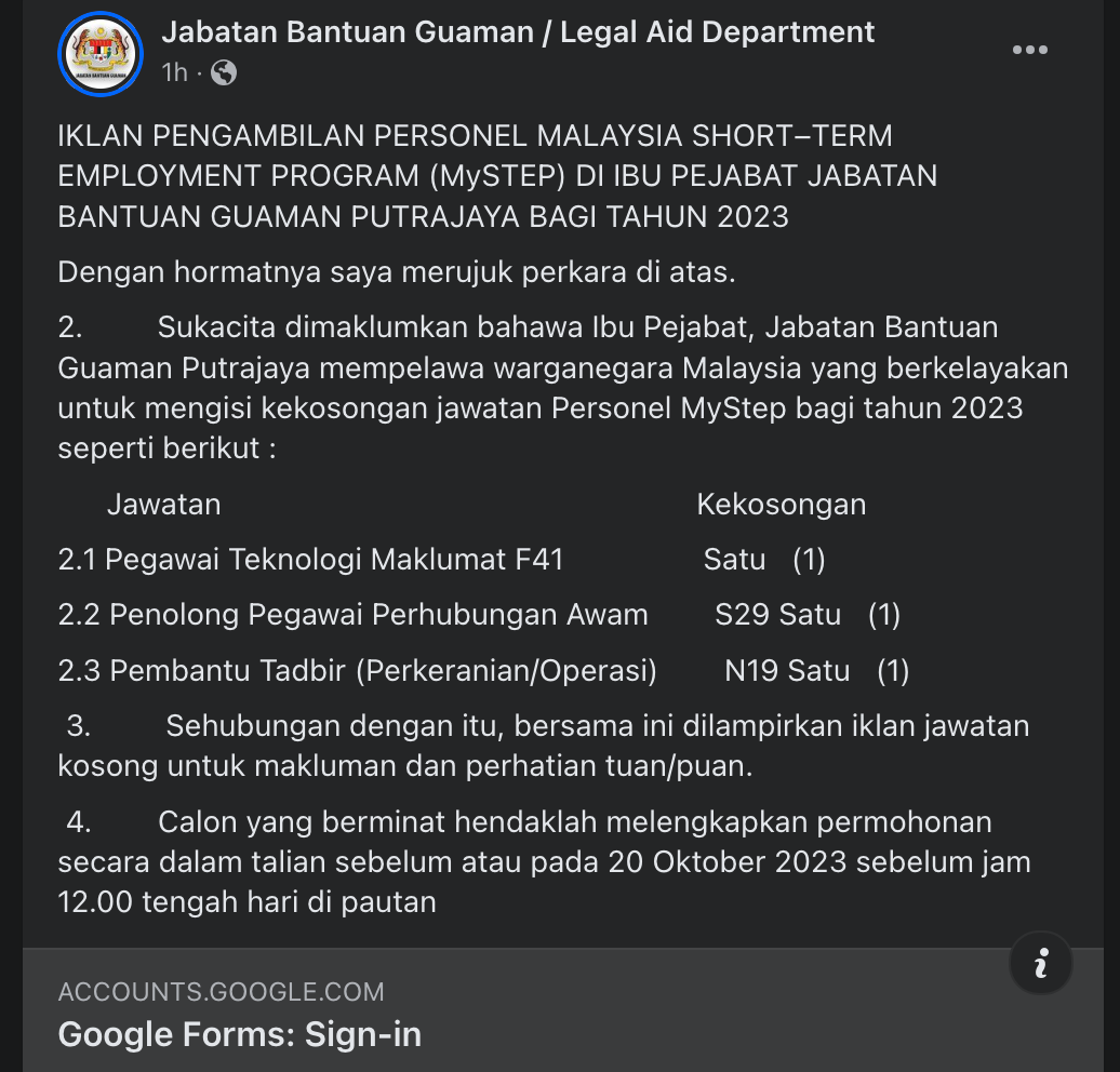 Terkini Jawatan Kosong Jabatan Bantuan Guaman Malaysia • Jawatan Kosong Terkini