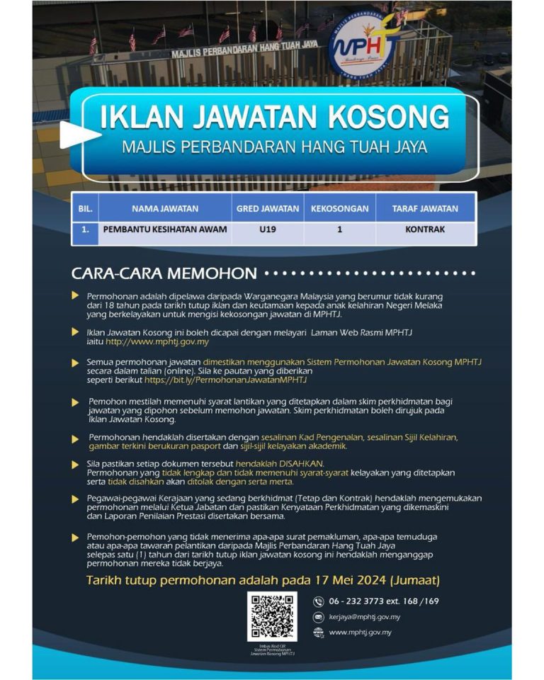 Iklan Kini Jawatan Kosong Majlis Perbandaran Hang Tuah Jaya (MPHTJ ...