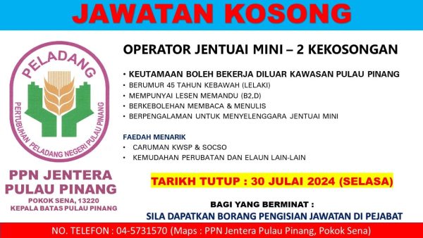 Iklan Kini Jawatan Pertubuhan Peladang Negeri Pulau Pinang • Jawatan Kosong Terkini