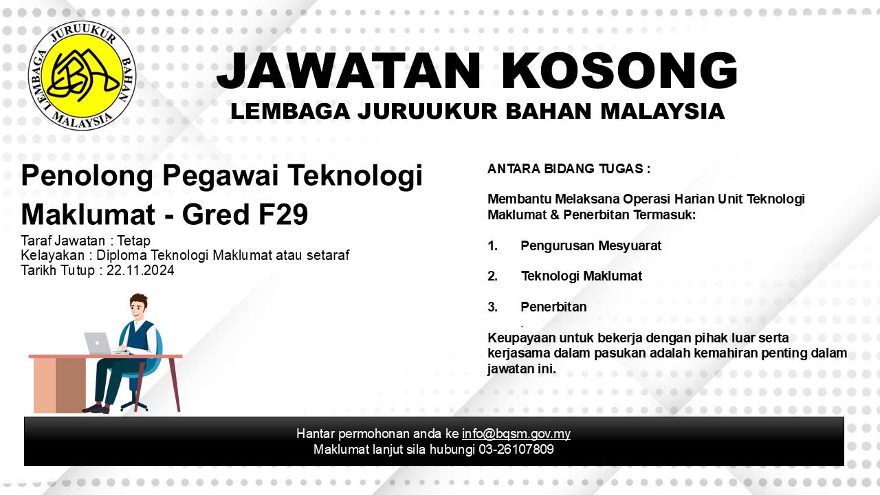 Iklan Kini Jawatan Kosong Terkini Lembaga Juruukur Bahan Malaysia • Jawatan Kosong Terkini